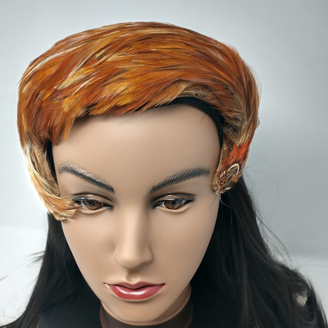 Breathtaking Vintage "famous Barr" Pheasant Feather Caplet/headband ...
