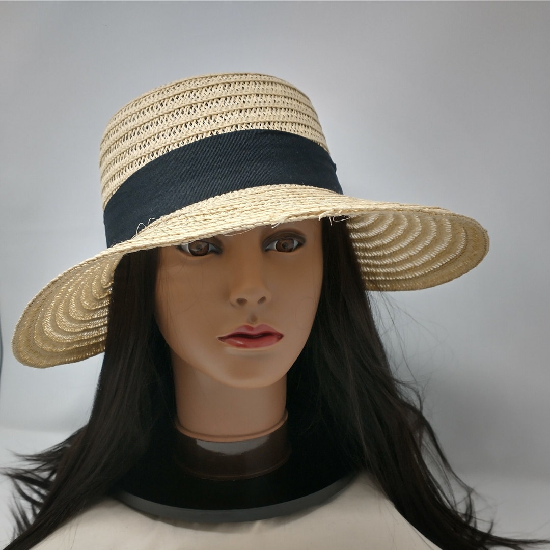 Unisex Vintage "magid Hats" Ivory Floppy Sun Hat With Black Hatband and ...