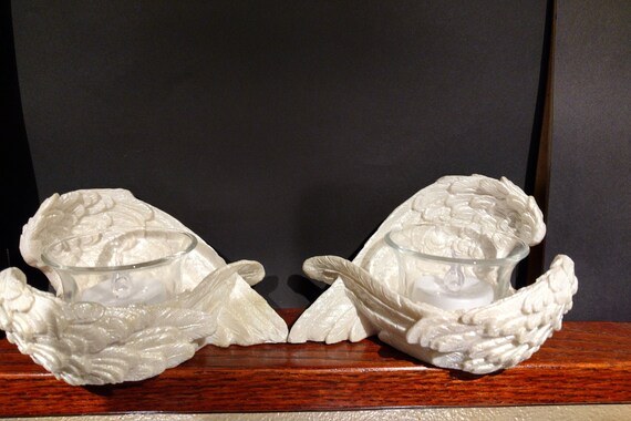 Angel Wing Candle Holders 1 Small Pair of Luminescent Pearly - Etsy