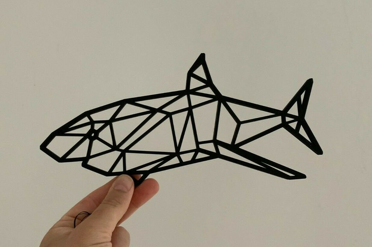 Geometric Shark Wall Art Decor Hanging Decoration Origami | Etsy