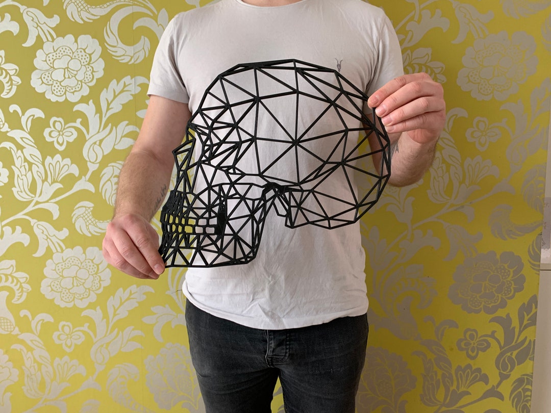 Cráneo geométrico Vista lateral Gran pared Arte colgante - Etsy España