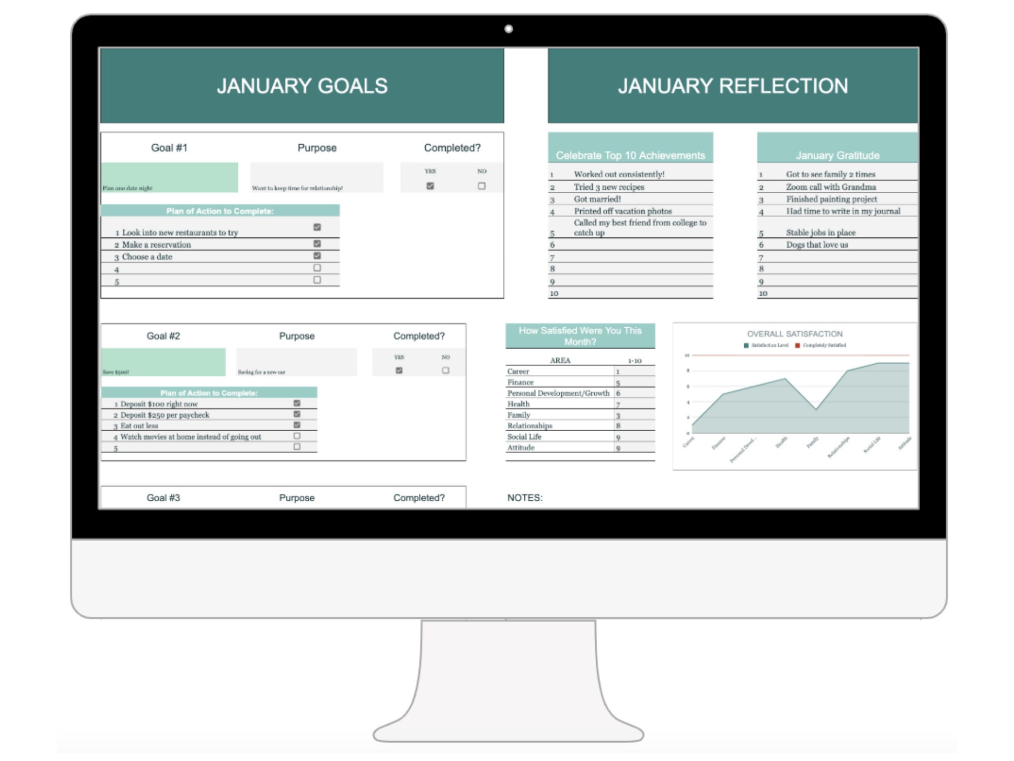 2022 Habits & Goals Tracking Dashboard - Etsy