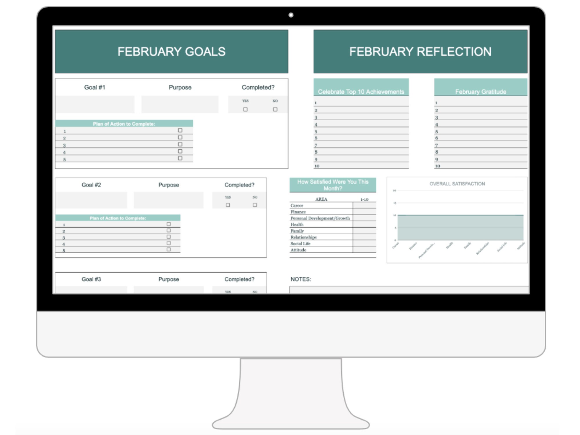 2022 Habits & Goals Tracking Dashboard - Etsy