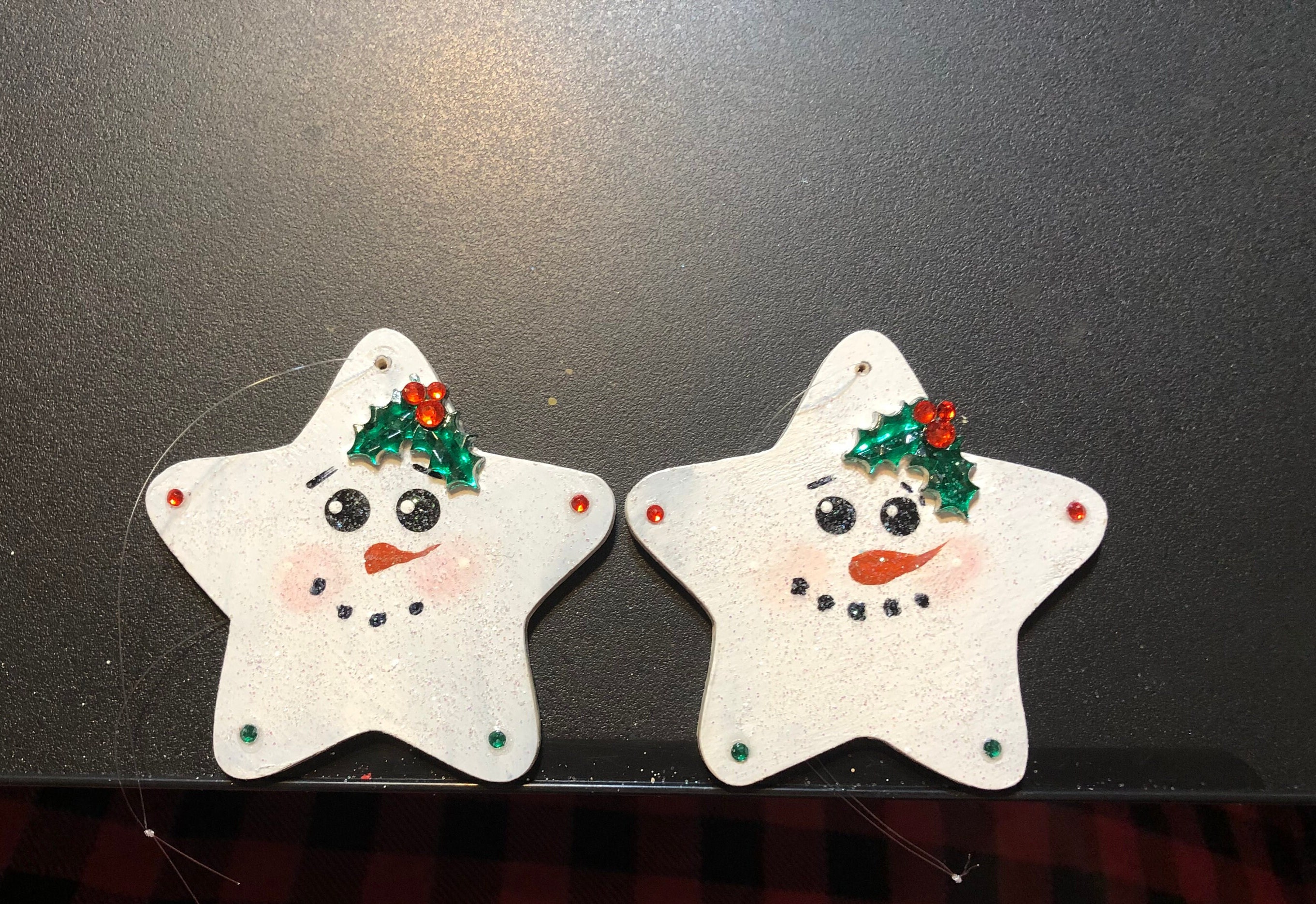 Hand Painted Wood Snowman Star Shaped Christmas Ornament - Etsy