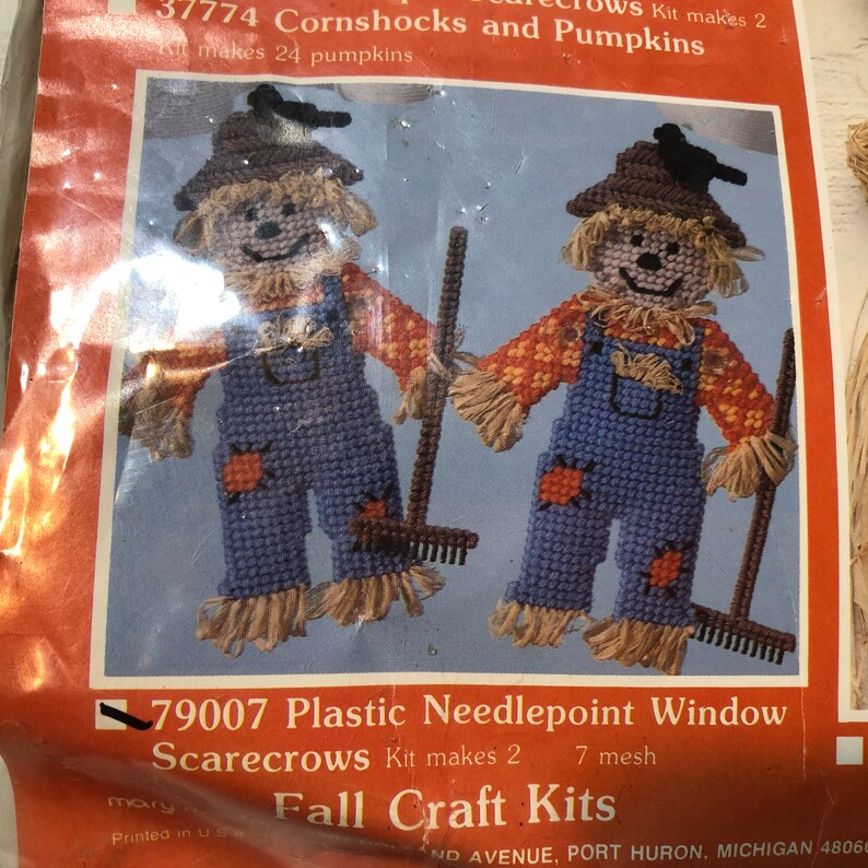 Vintage Mary Maxim Plastic Canvas Fall Craft Kit Window Scarecrows - Etsy