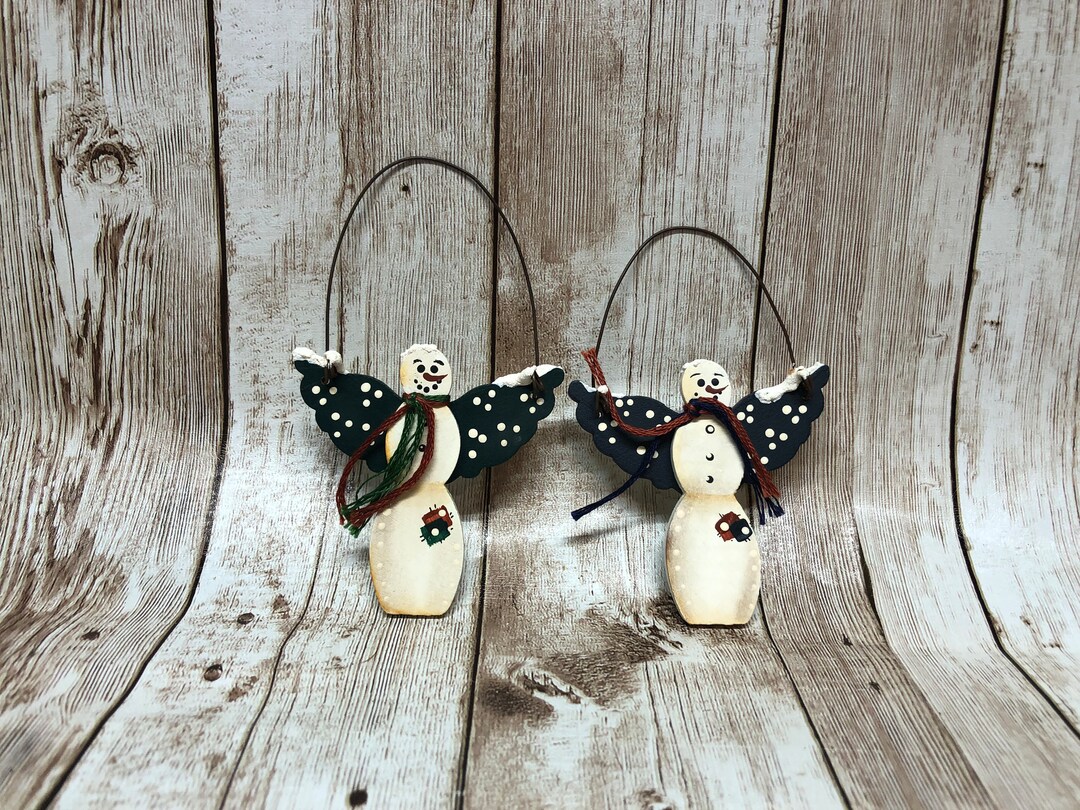 Small Hand Painted Wood Snow Angel Christmas Ornament - Etsy