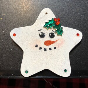 Hand Painted Wood Snowman Star Shaped Christmas Ornament - Etsy