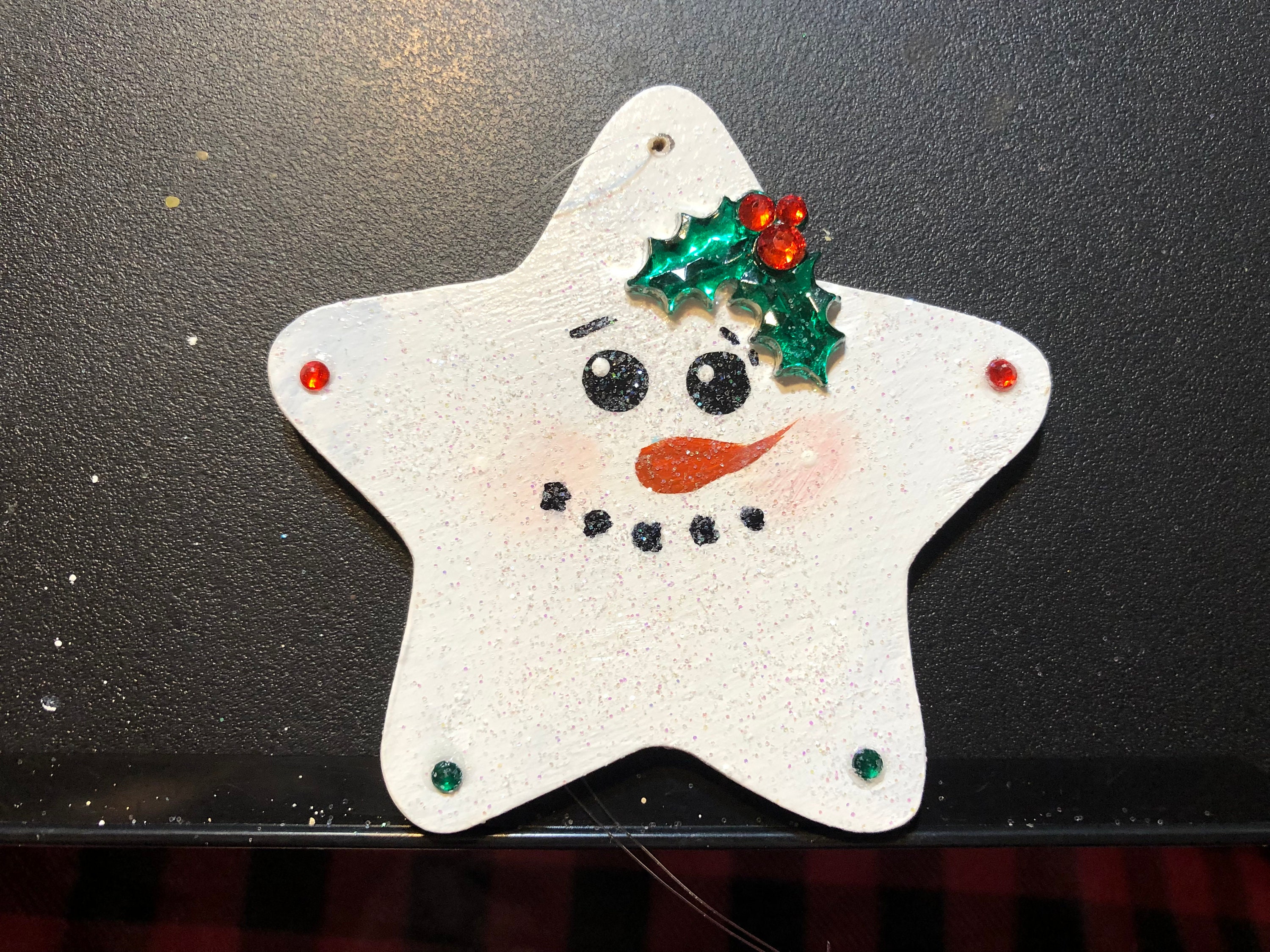 Hand Painted Wood Snowman Star Shaped Christmas Ornament - Etsy