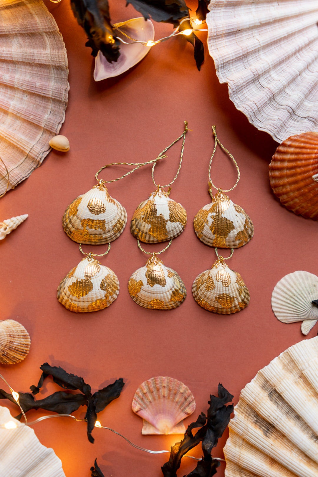 Set of Six Shell Christmas Tree Decorations Sustainable Cockle Shell ...
