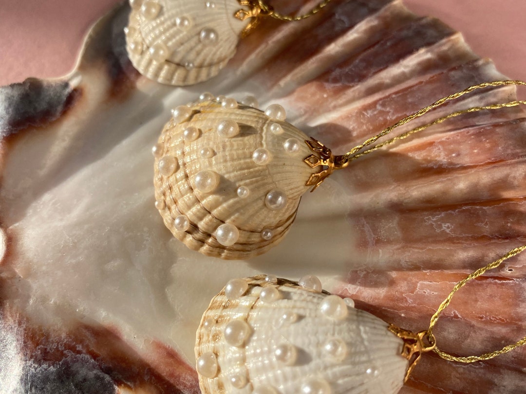Shell Christmas Tree Decorations Faux Pearl Sustainable Cockle Shell ...