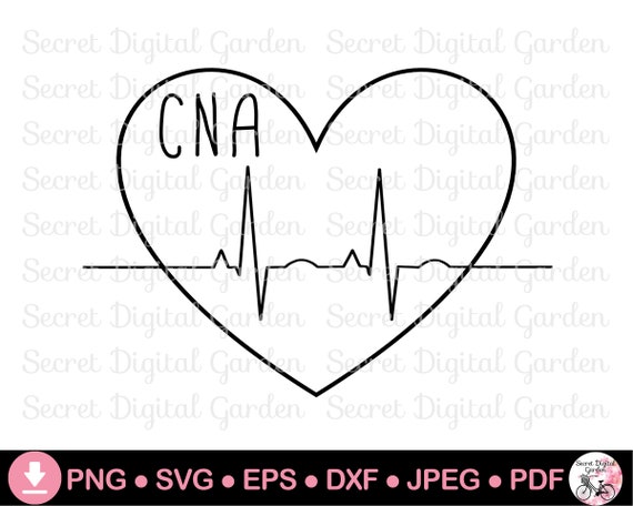 CNA Heartbeat Svg Files for Cricut dxf eps png pdf jpeg Silhouette ...