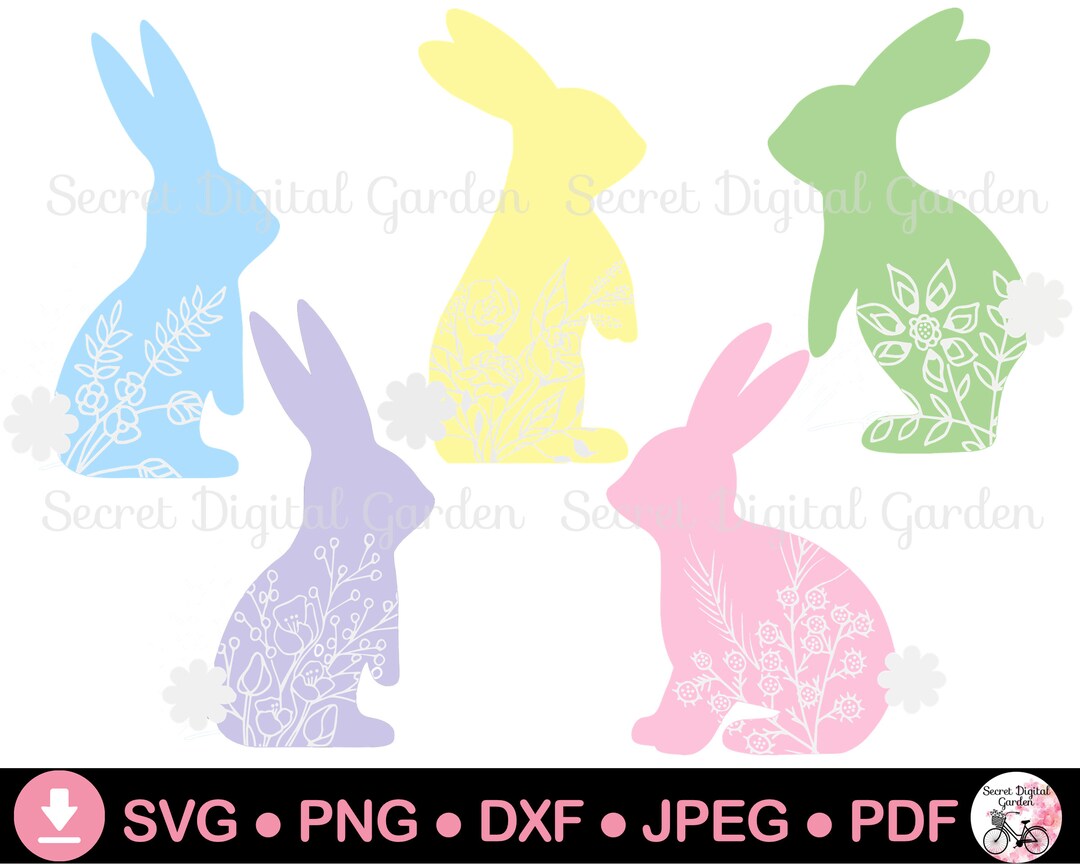 Easter PNG Bunny Bundle | Bunny SVG Bundle | Floral Bunny Clipart ...