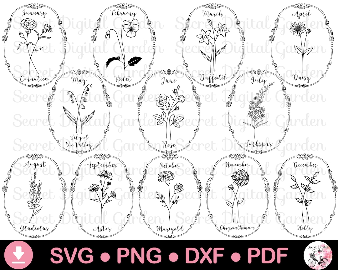 Birth Flower Svg, Birth Flowers PNG Bundle, Birth Flowers Svg, Birth ...