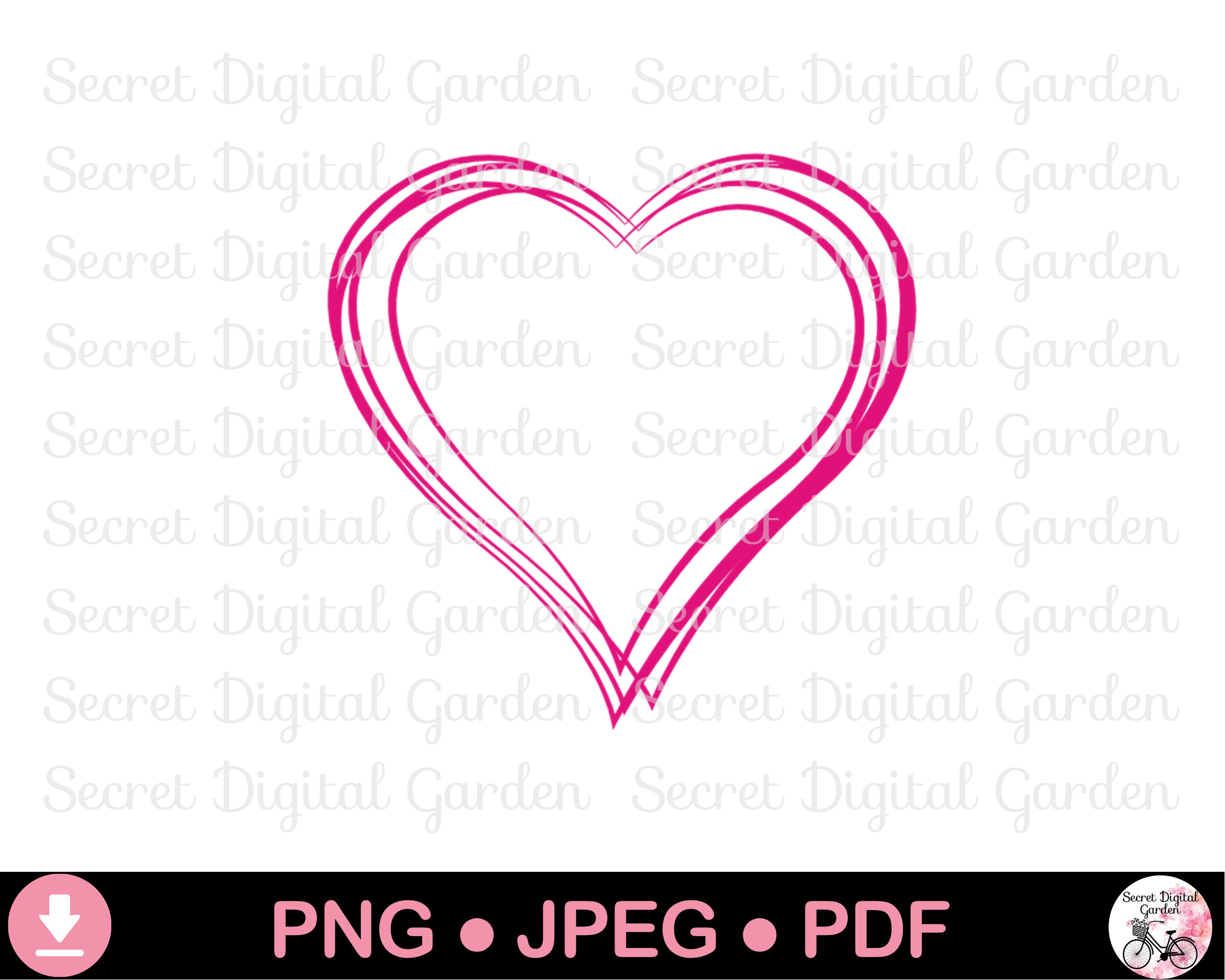 Outline Heart Clip Art Pink