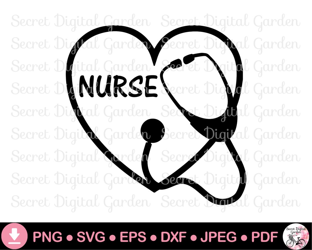 Nurse Heart Stethoscope SVG Cricut Cut File Silhouette Cameo INSTANT ...
