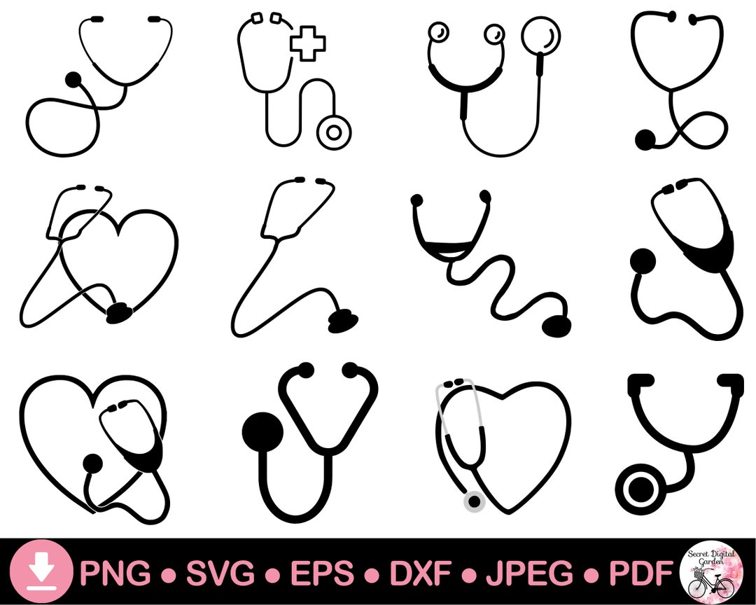 Stethoscope SVG Cut File Heart Stethoscope SVG Bundle Stethoscope Png ...