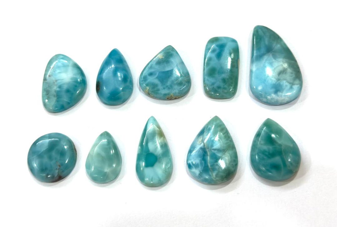 Blue Larimar Pectolite Minerals, Natural Larimar Flat Back Gemstone ...
