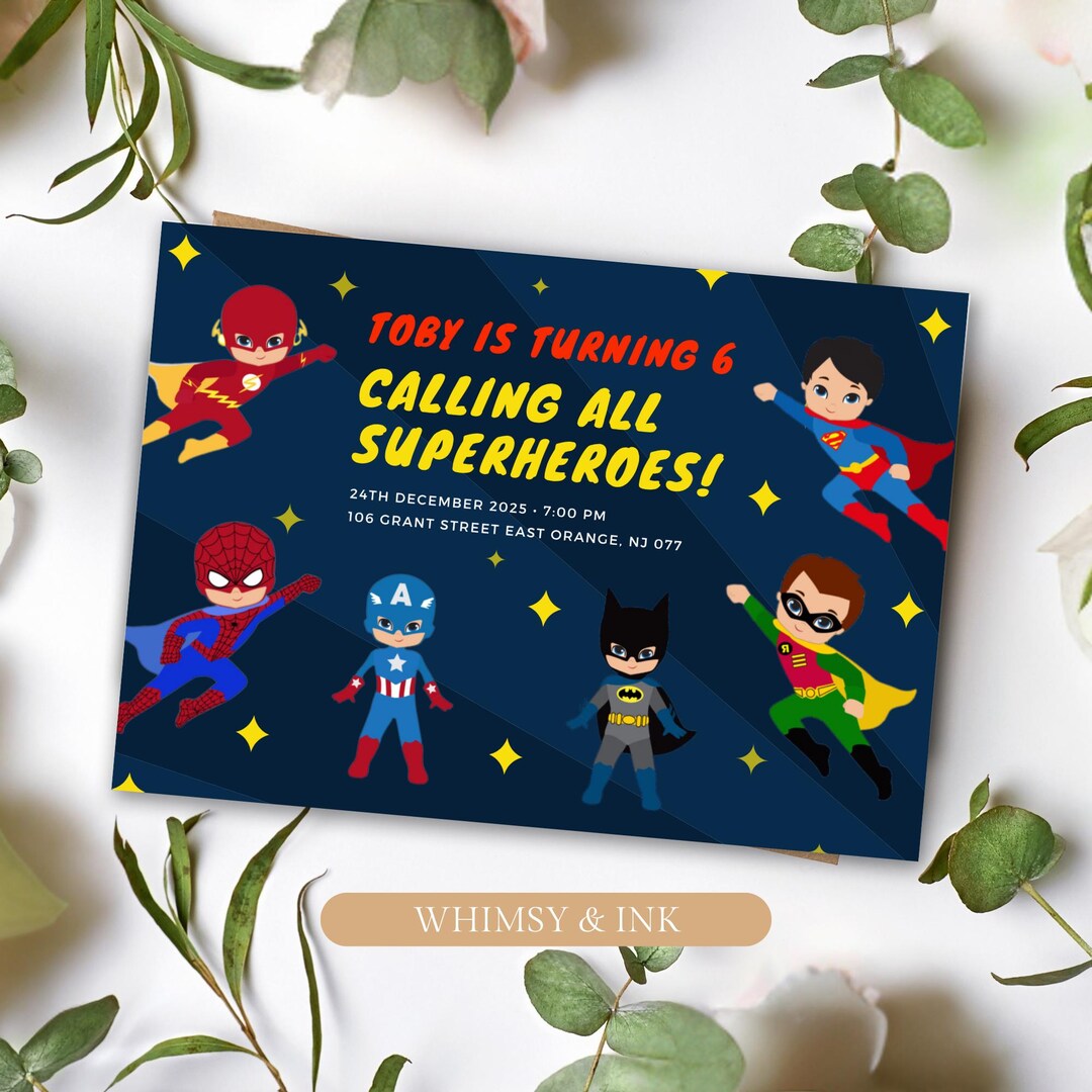 SUPERHERO INVITATION, Superhero Invite, Marvel Heroes Party Invitation ...
