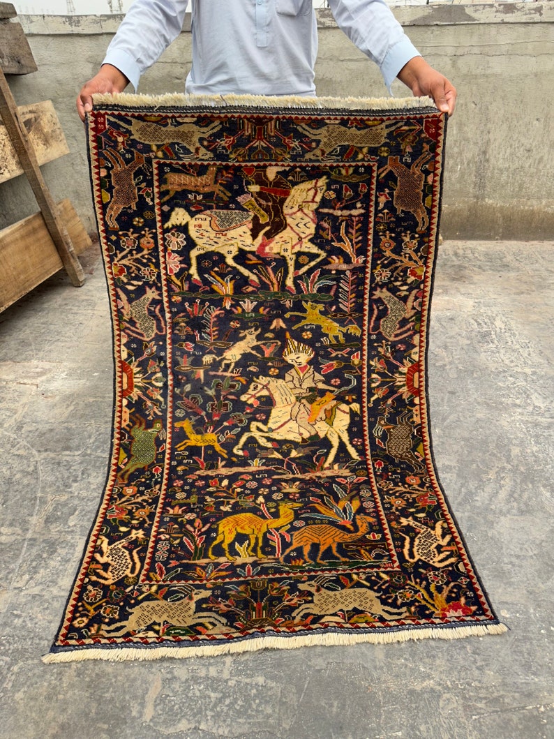 Stunning Afghan Handmade Pictorial Rug, 100% Wool Rug, Wall Hanging RUG ...