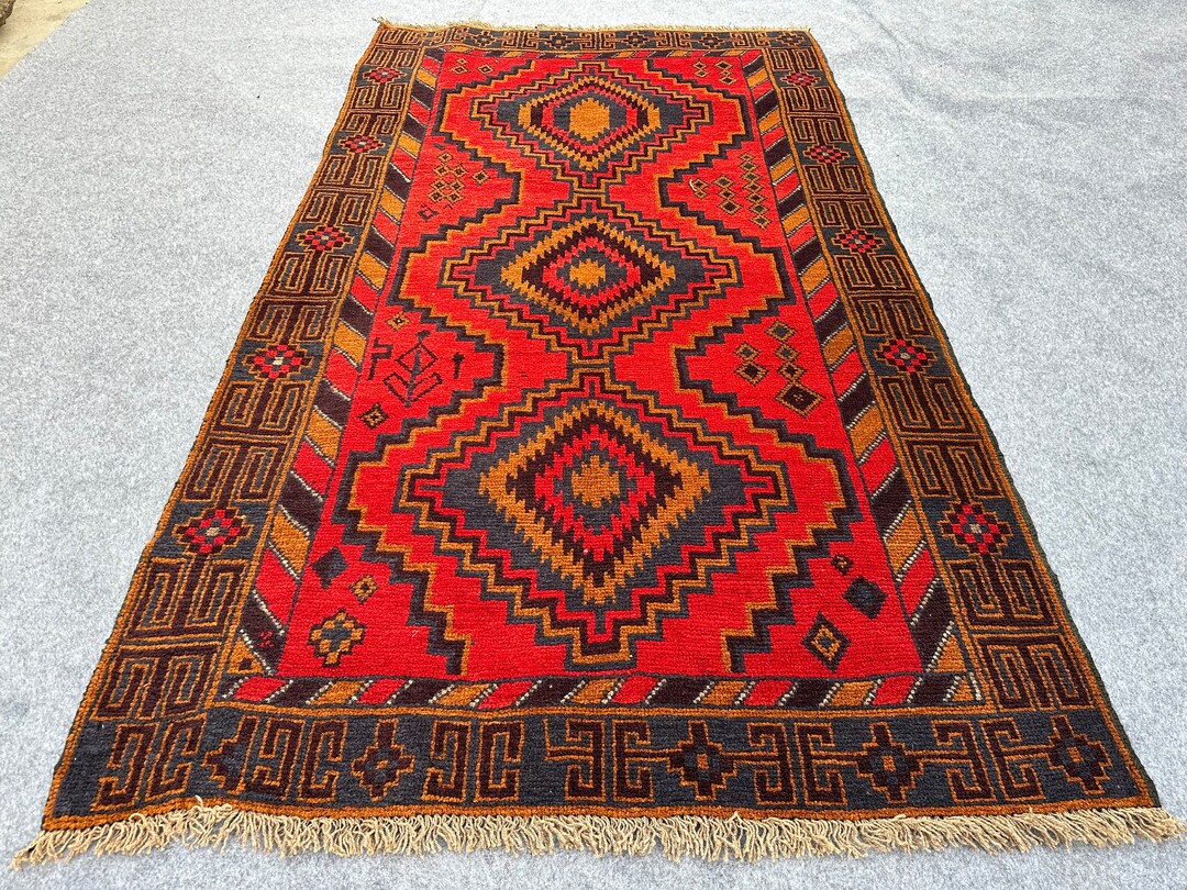 3.8x6.3 Ft. Traditional Rug, Afghan Hand-knotted Rug-shindaani Rug ...