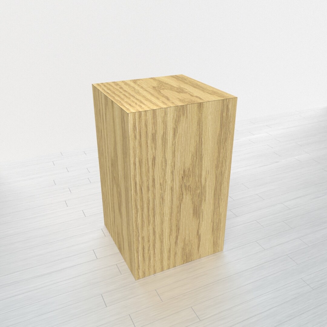 Rectangle Pedestal - Natural Oak Base + Natural Oak Top - 18" X 18" X ...