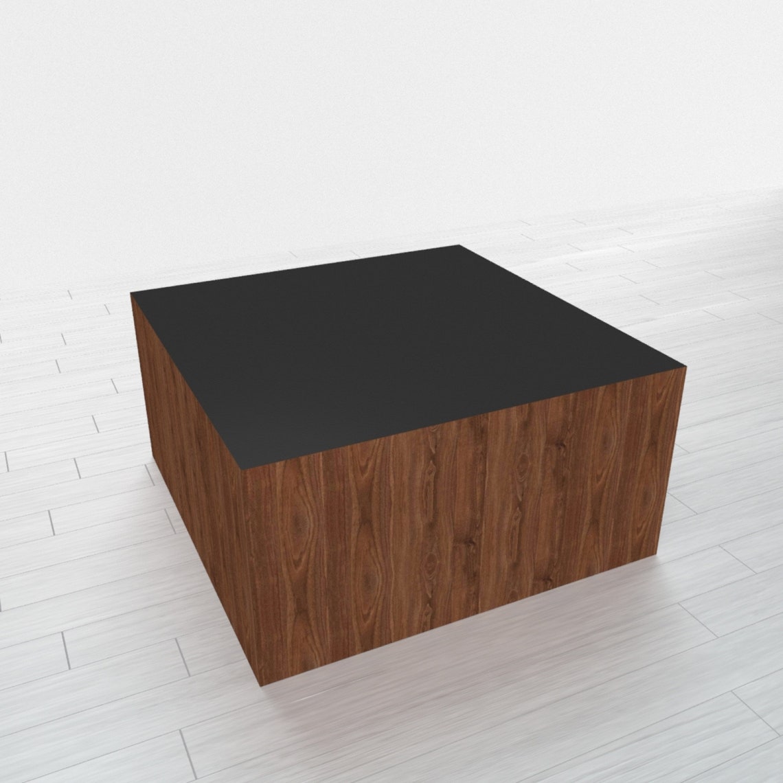 Rectangle Pedestal - Thermo Walnut Base + Black Top - 23" X 23" X 12 ...