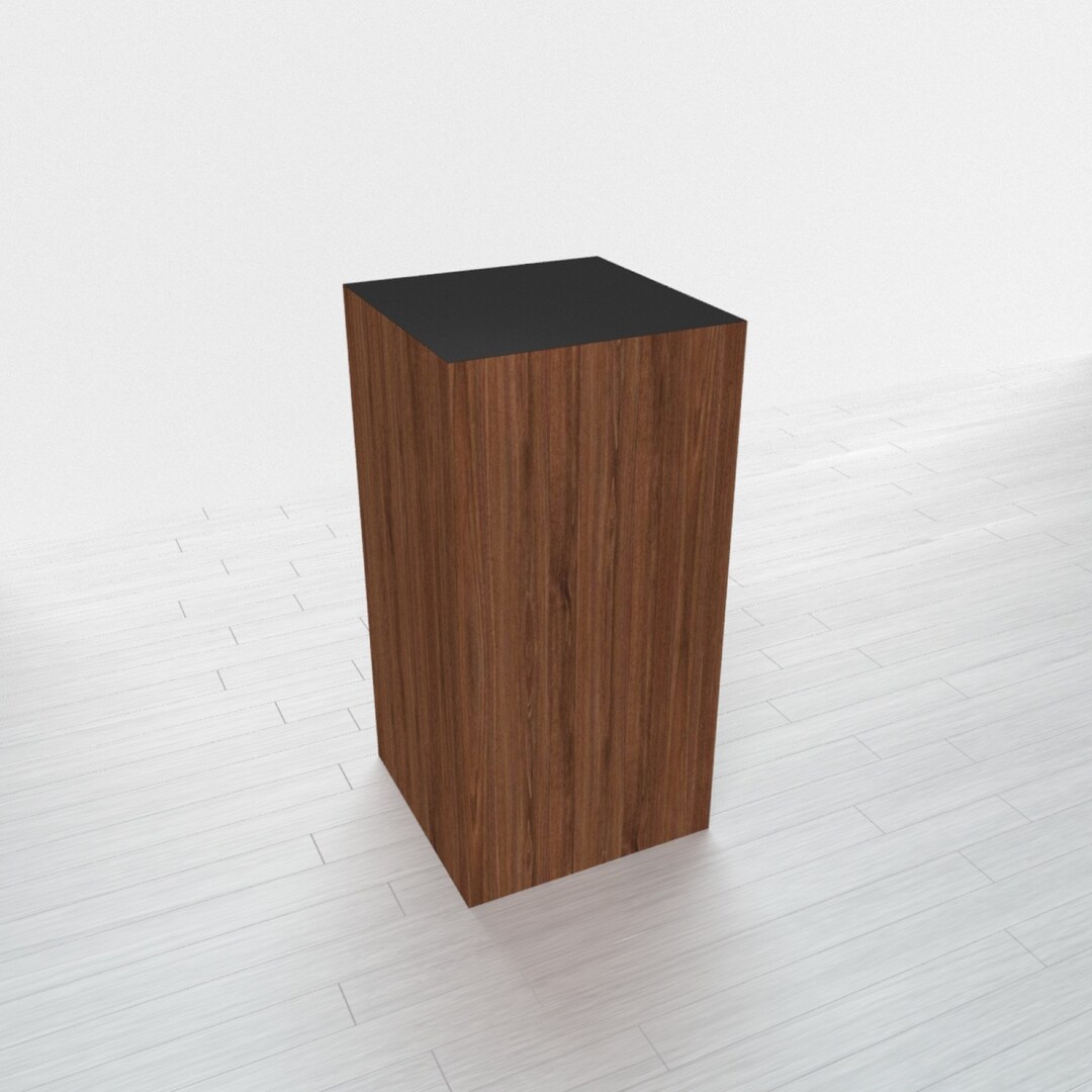Rectangle Pedestal - Thermo Walnut Base + Black Top - 15" X 15" X 30 ...