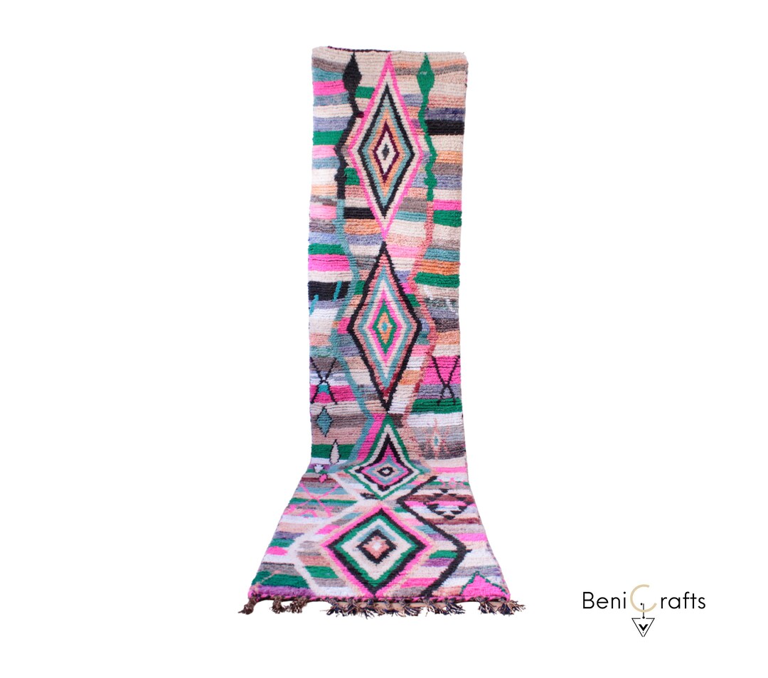 2x9 MOROCCAN RUG RUNNER, Narrow Rug Runner, Handmade Abstract Wool Rug ...