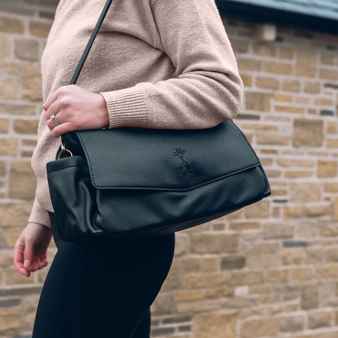 Black Baby Stroller Organiser Vegan Leather Buggy Organiser Water ...