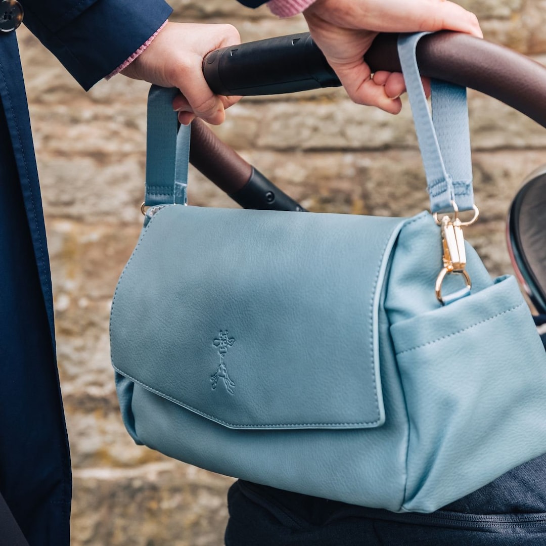 Blue Baby Stroller Organiser, Pram Bag, Vegan Leather Buggy Organiser ...