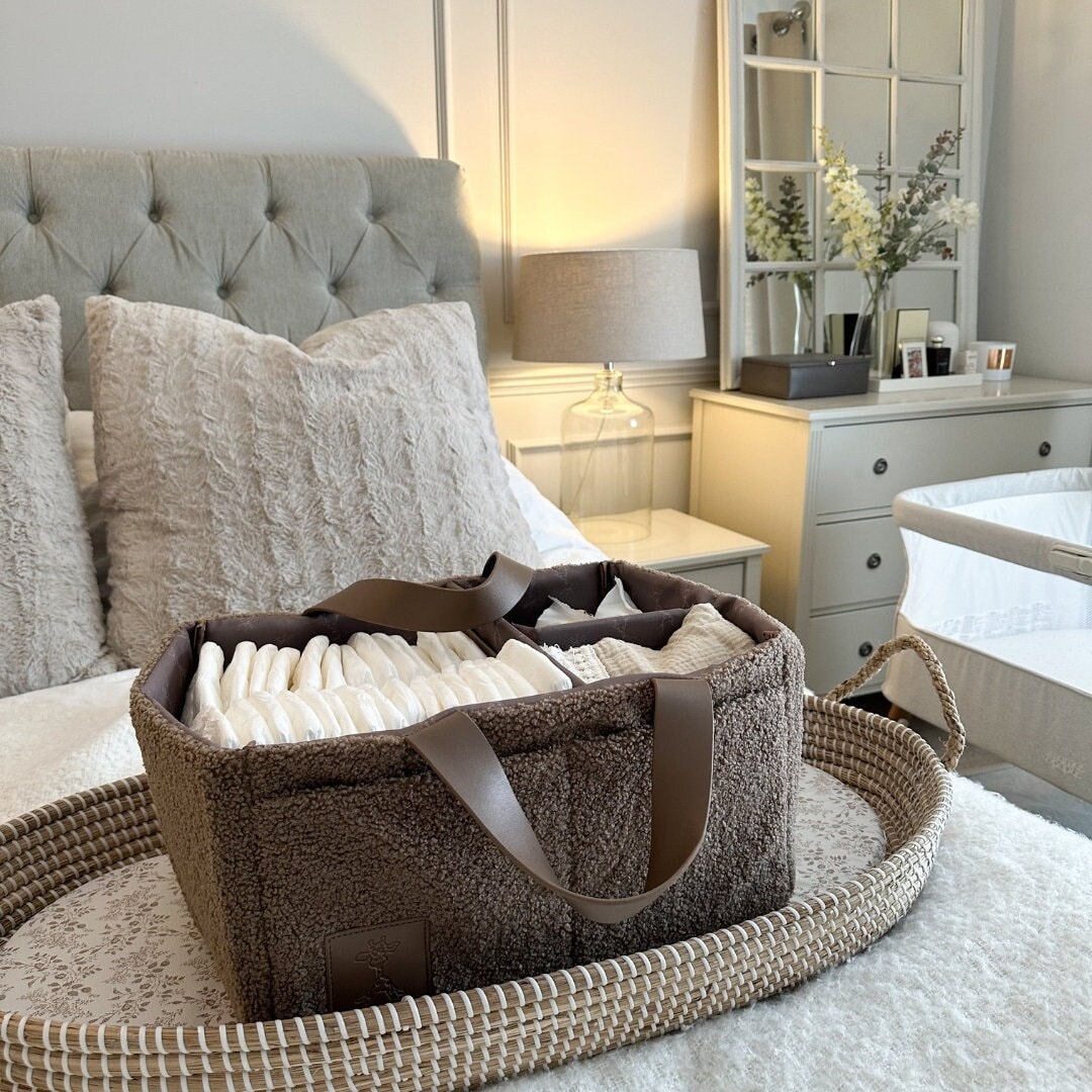 Baby's Brown Teddy Nappy Caddy Diaper Caddy Nursery Storage Nappy Caddy ...