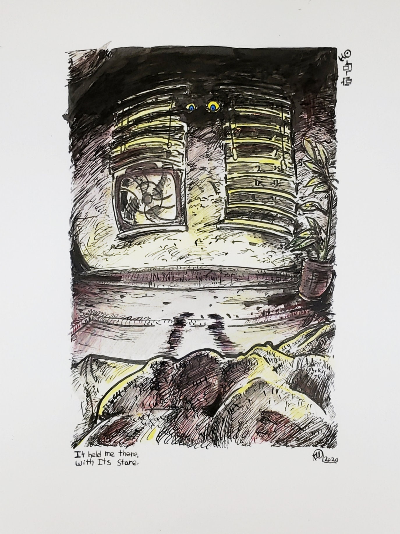 SLEEP PARALYSIS - Original Ink and Watercolor Drawing - Etsy