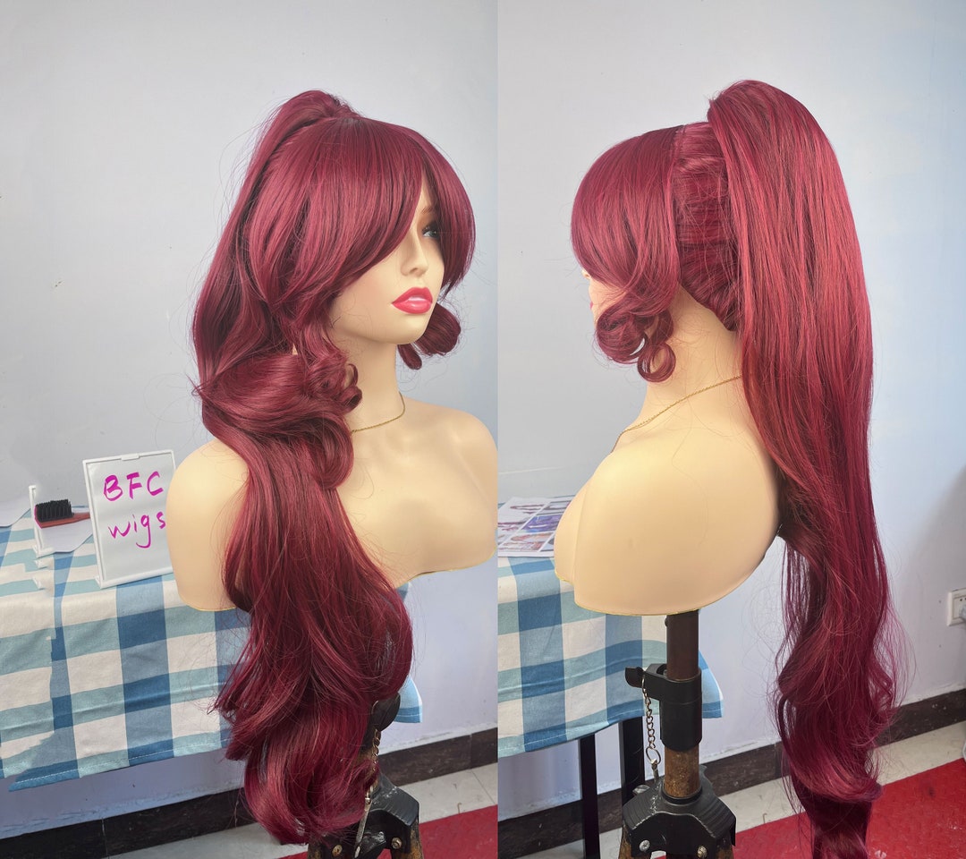 Wig Megara Cosplay Wig Wavy Long Red Halloween Wig Role Play Wig ...