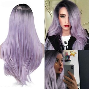 WIG Cosplay Wig Blue Wig for Women Pre Styled Long Wavy Wig Side Part ...
