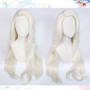 Wig Cosplay Wig Costume Wig White Blonde Long Wavy Wig Halloween Wig ...