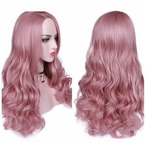 WIG Cosplay Wig Blue Wig for Women Pre Styled Long Wavy Wig Side Part ...