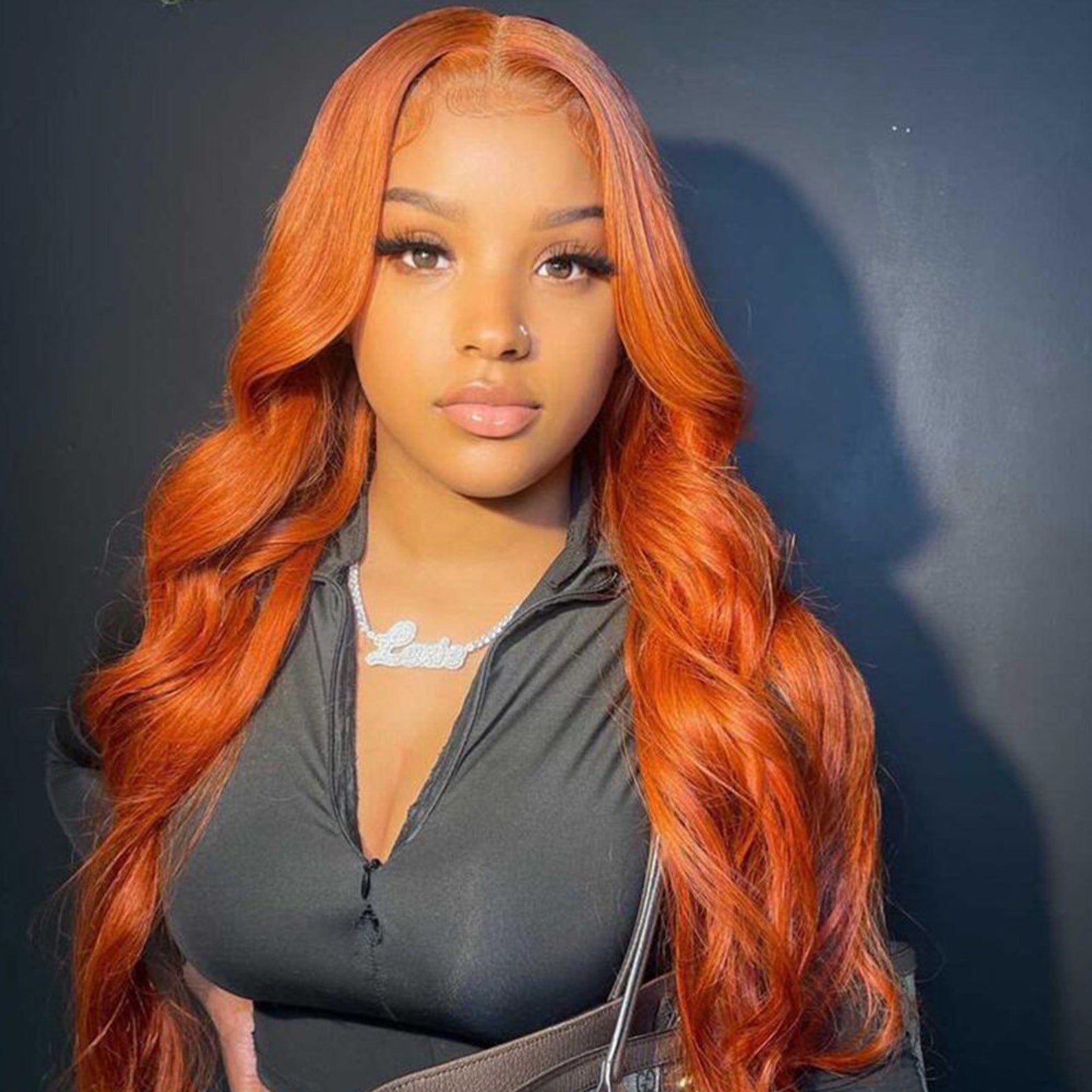 Ginger Orange WIG Human Hair Wig Lace Front Wig for Women Long - Etsy