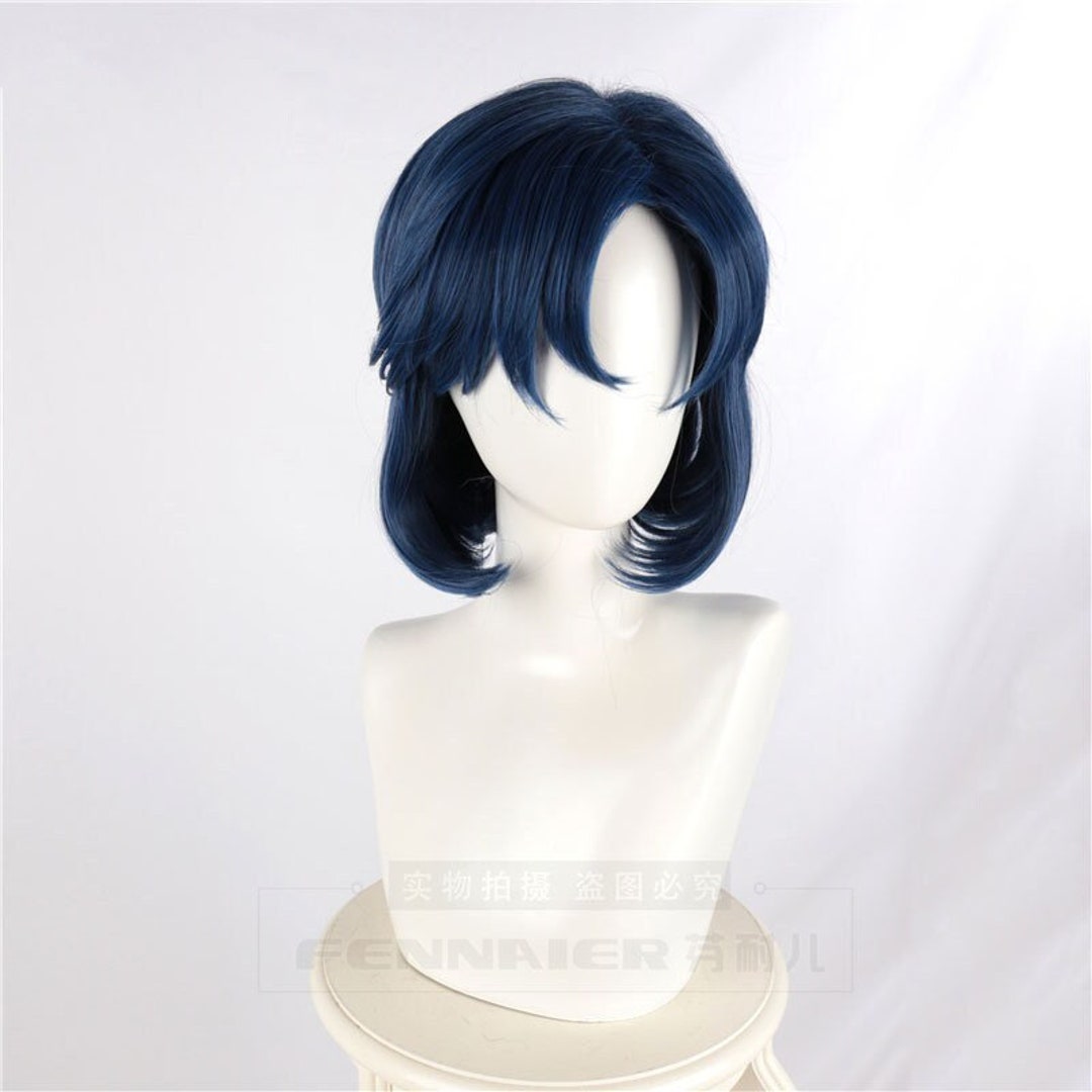 Wig Sailor Mercury Wig Cosplay Wig Costume Wig Short Blue Wavy Wig With ...