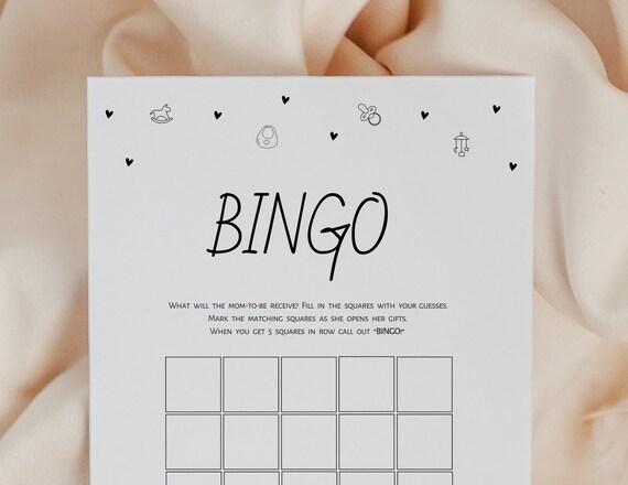 Baby Bingo Baby Shower Game Baby Shower Bingo Black White - Etsy