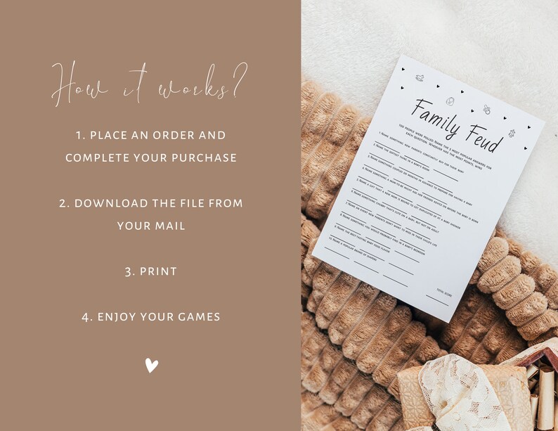 Baby Shower Game Family Feud With Fast Money Round, Black White Simple ...