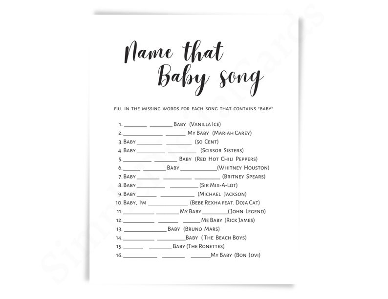 Name That Baby Song Game: Minimalist Baby Shower (digital Download) - Etsy