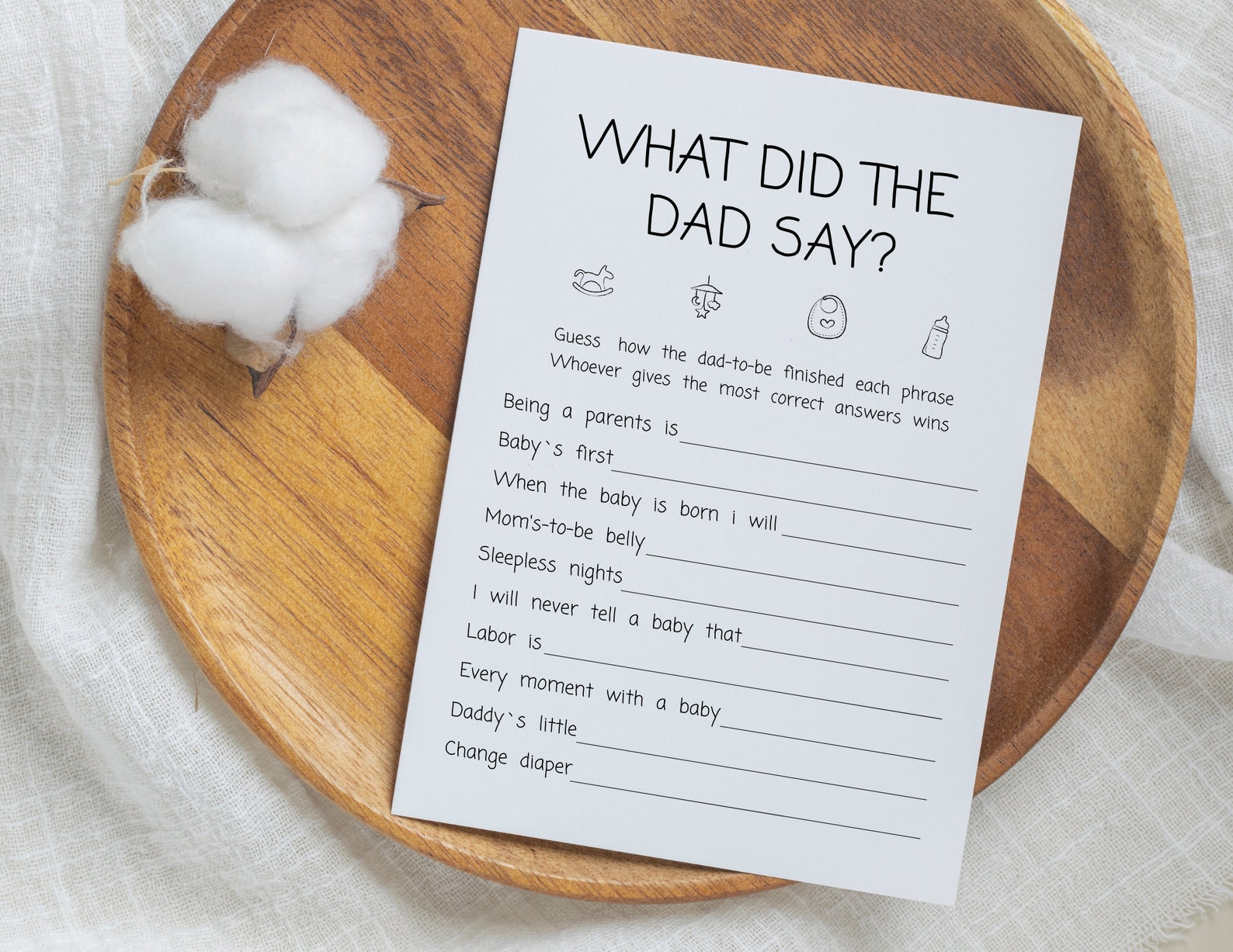What Did the Dad Say Baby Shower Games Who Can Finish - Etsy