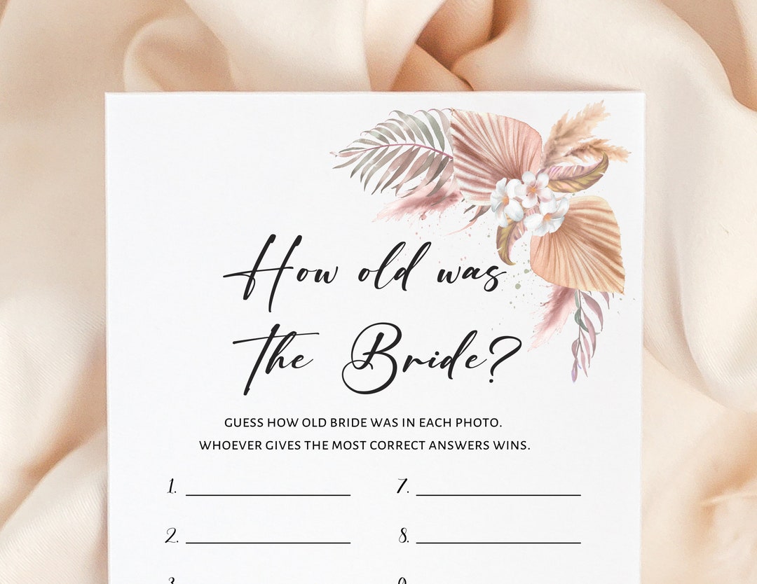 How Old Was the Bride, Bridal Shower Game Boho, Guess Photo Game ...