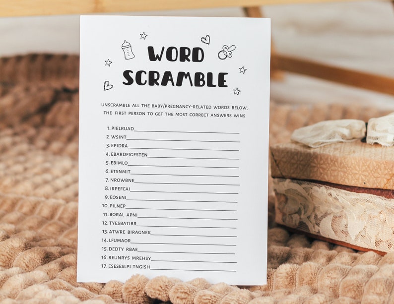 Word Scramble, Baby Shower Game Minimalist. Digital Download - Etsy