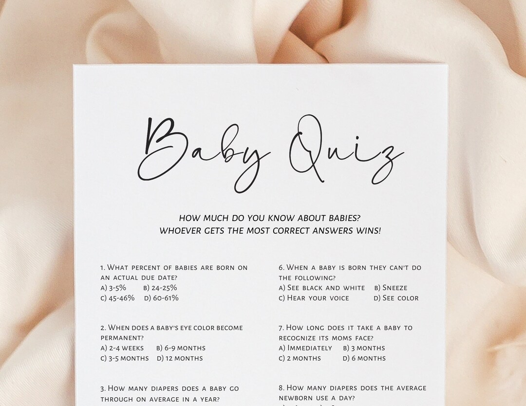 Baby Quiz Baby Shower Game Minimalist, Baby Trivia Game, Boy, Girl ...