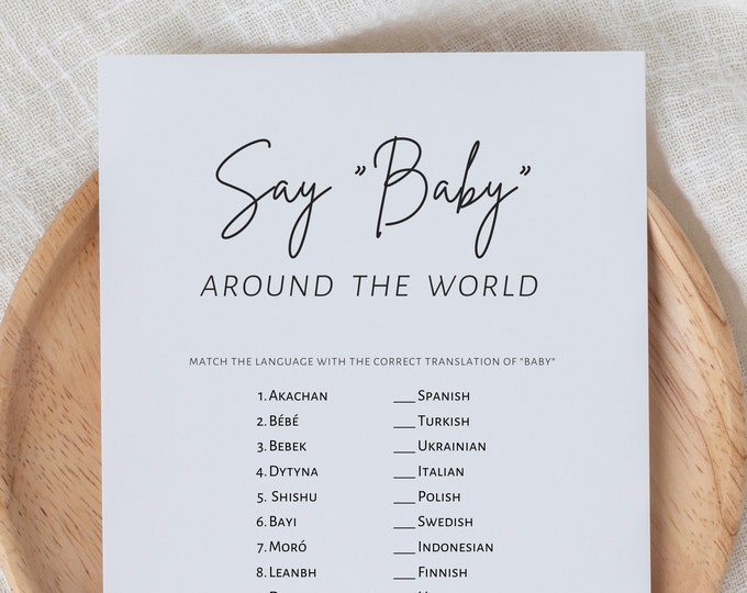 Baby Around the World, Language Game, Baby Shower Game, Instant ...