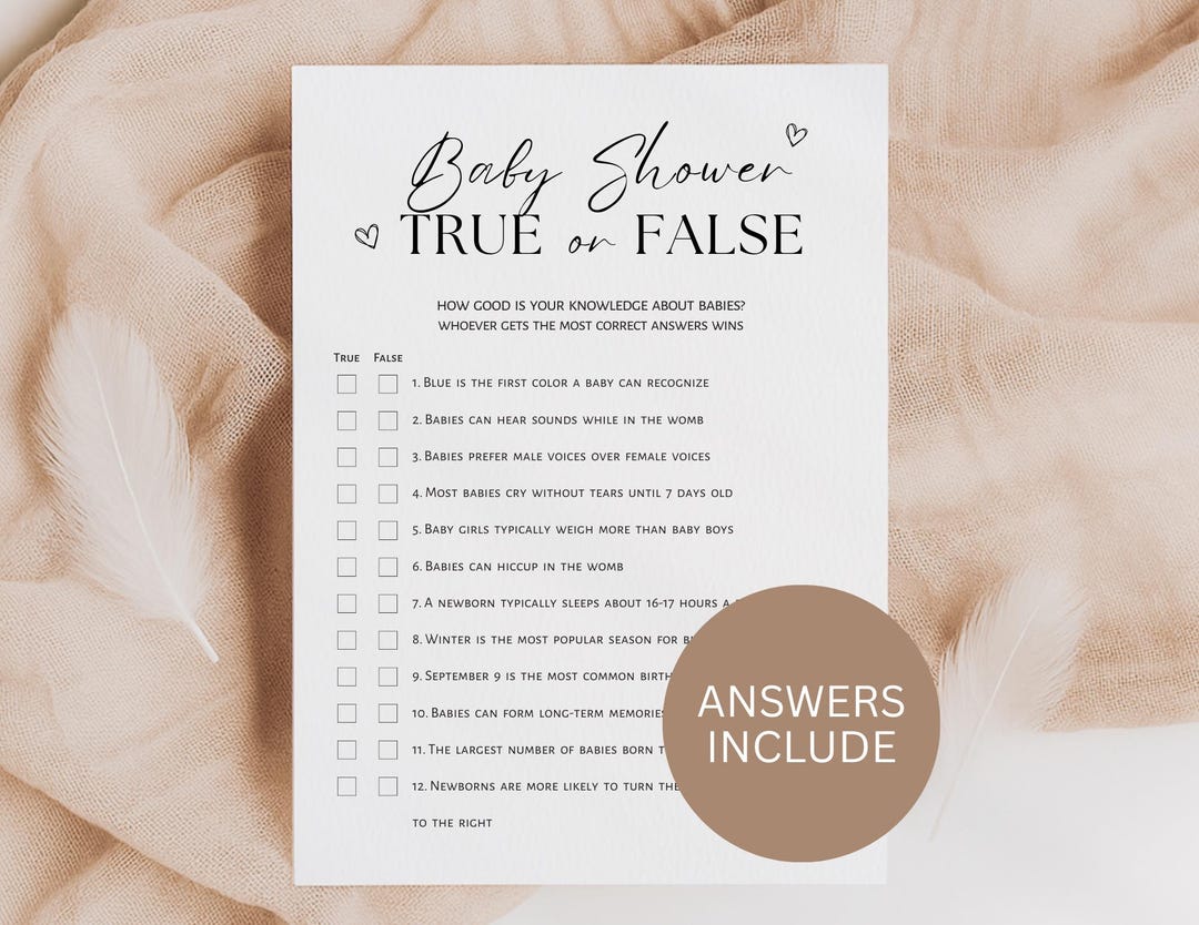 Baby Shower Game - True False, Editable Canva Template, Minimalist ...