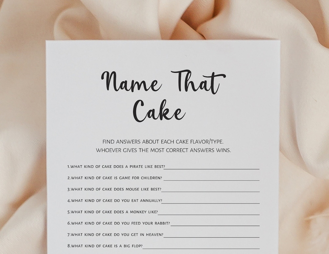 Name That Cake, Bridal Shower Game Guess the Cake, Black White ...