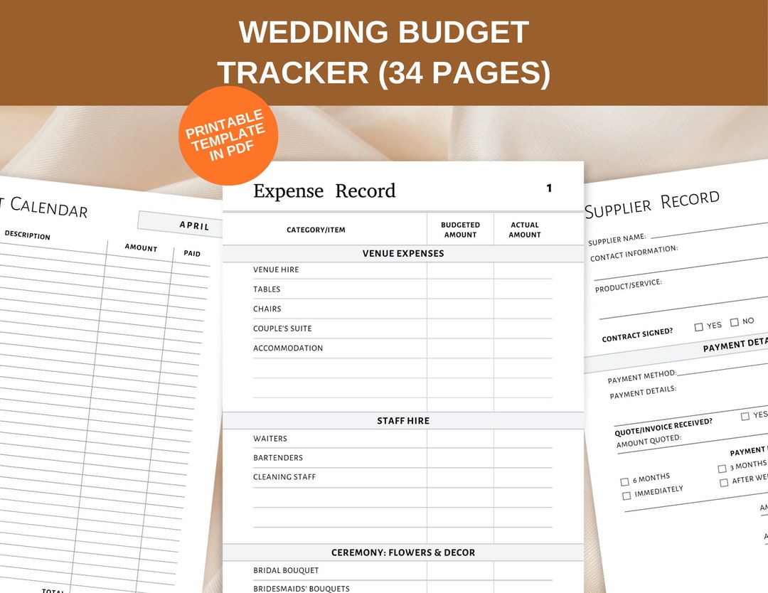 Wedding Budget Tracker, Printable Template Wedding Budget Planner ...