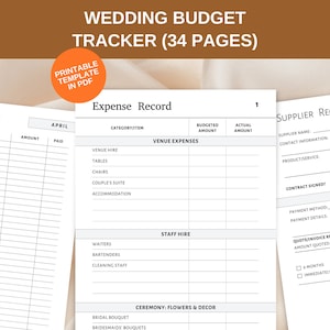 Wedding Budget Tracker, Printable Template Wedding Budget Planner ...